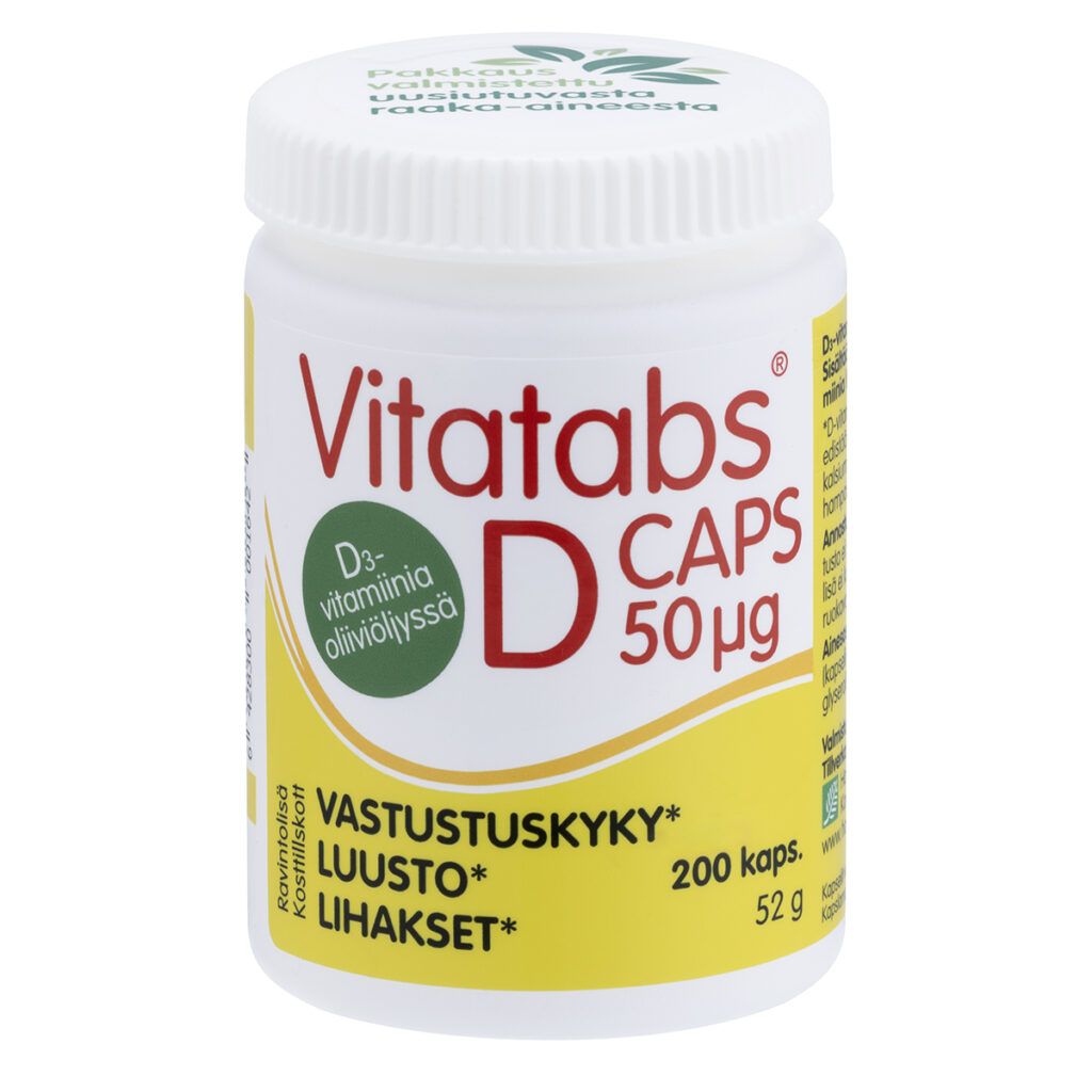 Hankintatukku Vitatabs D-caps 50ug, 200 kaps | Raw Organic